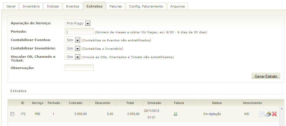 Clientes > Contrato > Exibir Contrato > Extrato